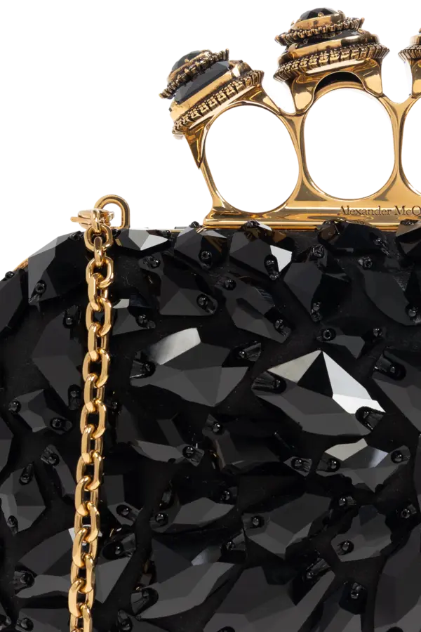 Alexander McQueen Handbag With Knuckle Duster Handle And Stone Embellishments - Black