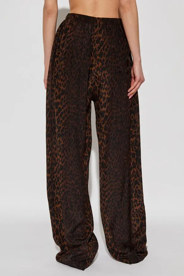 Balenciaga Animal Print Silk Trousers