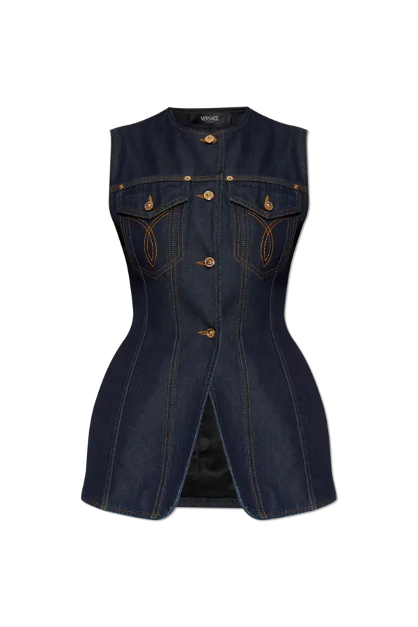 Versace Denim Vest - Navy Blue