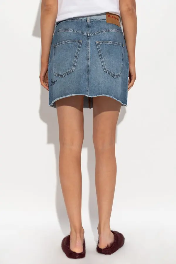 Marni Short Denim Skirt With Logo