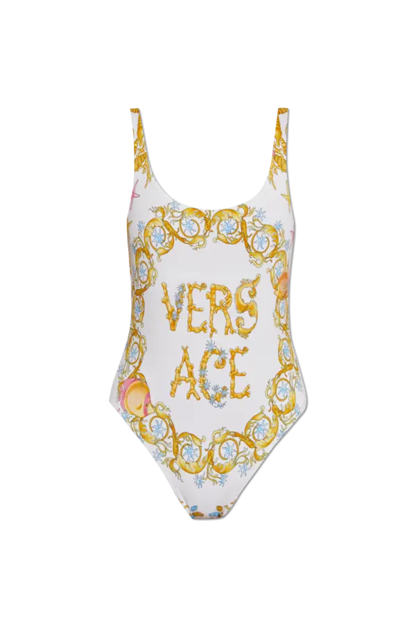 Versace Baroque Printed One-piece Swimsuit - Cream