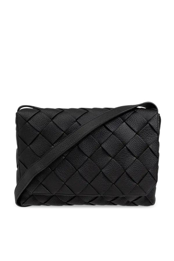 Bottega Veneta Woven Calf Leather Shoulder Bag - Black