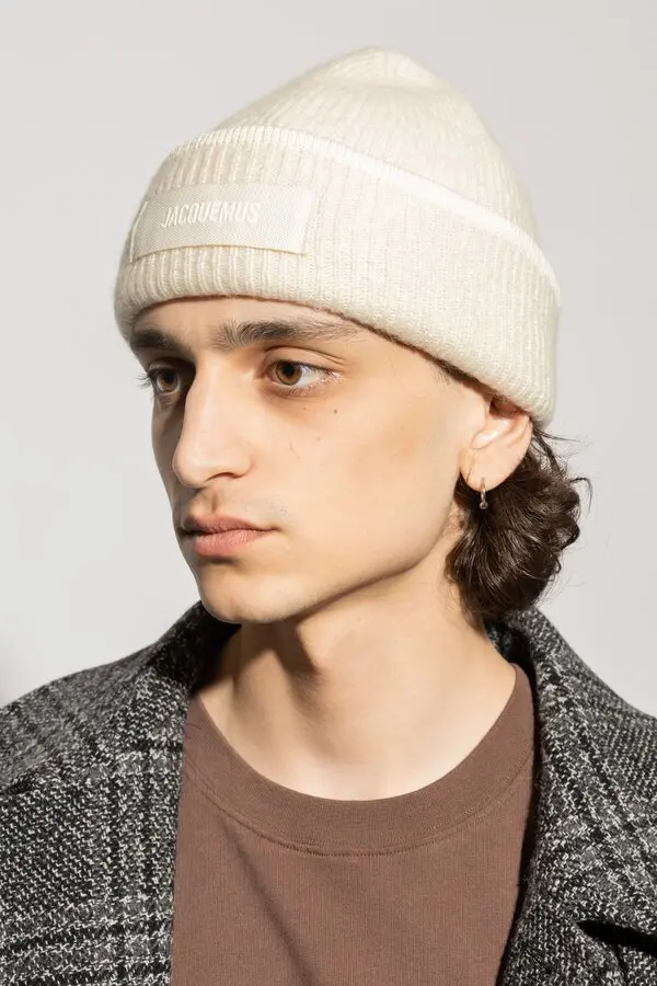 Jacquemus Wool Logo Beanie - Cream