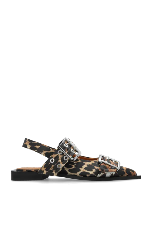 GANNI Animal Print Ballet Flats - Beige