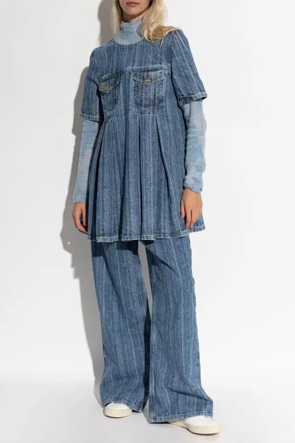 GANNI Denim Dress With Darts - Blue
