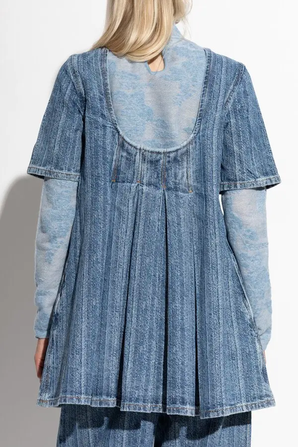 GANNI Denim Dress With Darts - Blue