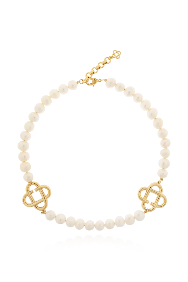 Casablanca Logo Pearl Necklace - Cream