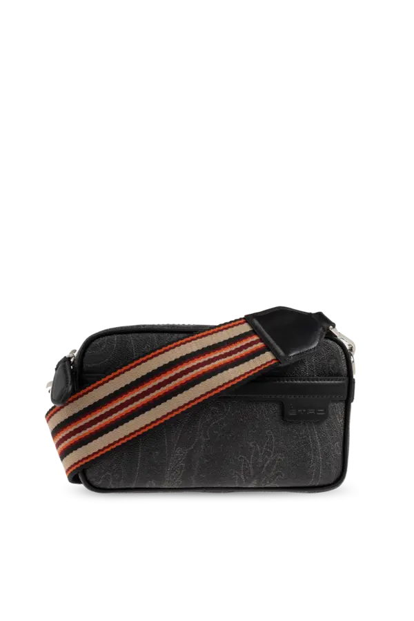 Etro Leather And Canvas Shoulder Bag - Black