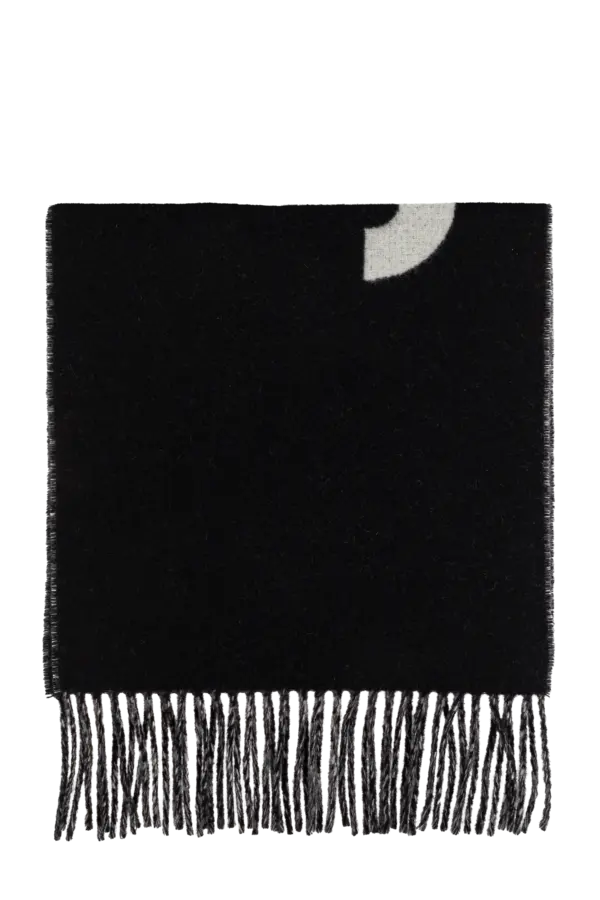 Jacquemus Wool Scarf With Logo - Black