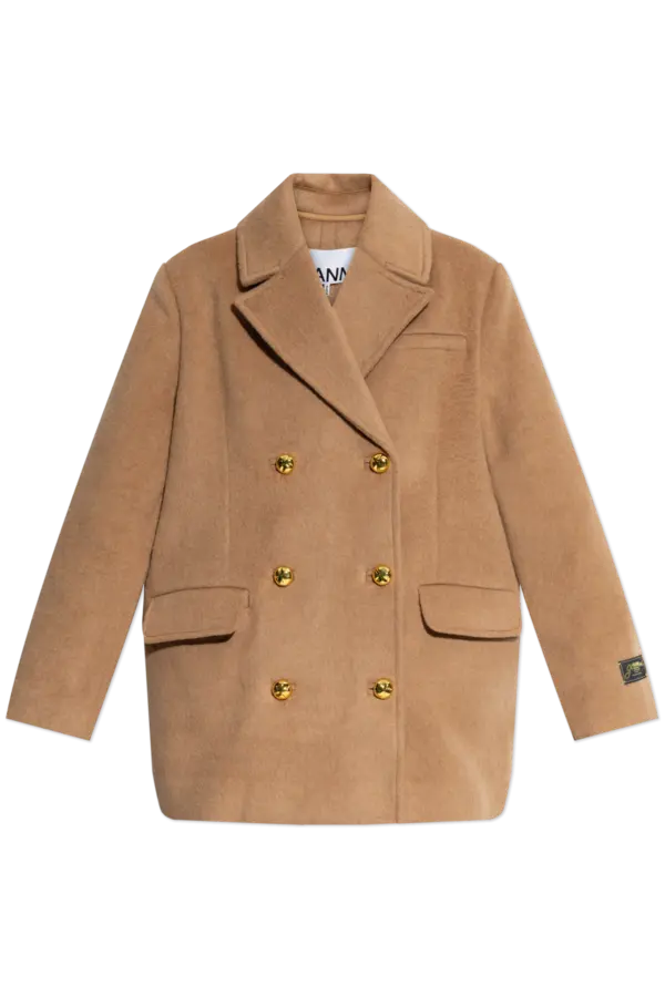 GANNI Double-breasted Coat - Brown