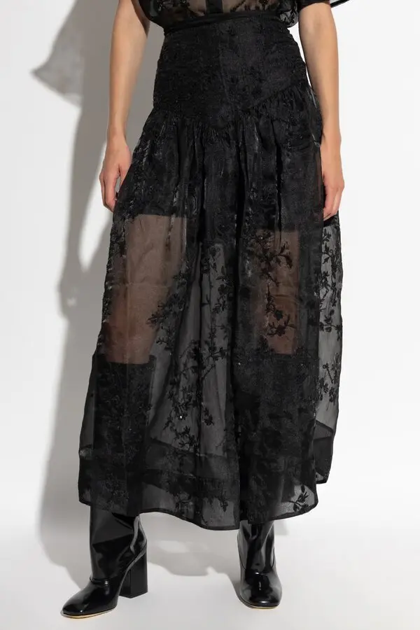 GANNI Floral Tulle Maxi Skirt