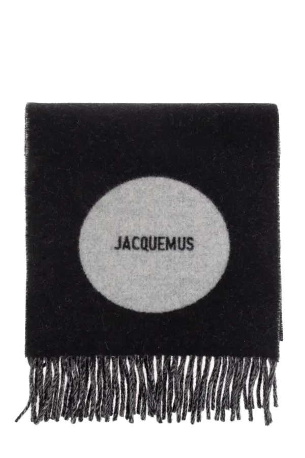 Jacquemus Wool Scarf With Logo - Black