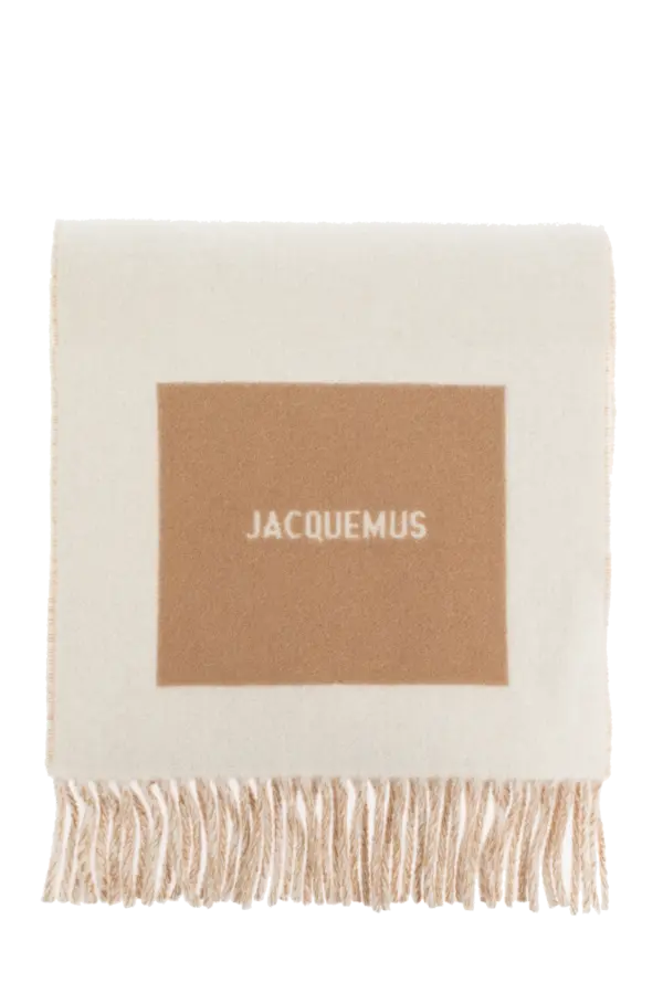 Jacquemus Wool Scarf With Logo - Cream