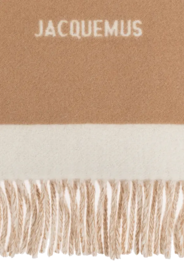 Jacquemus Wool Scarf With Logo - Cream