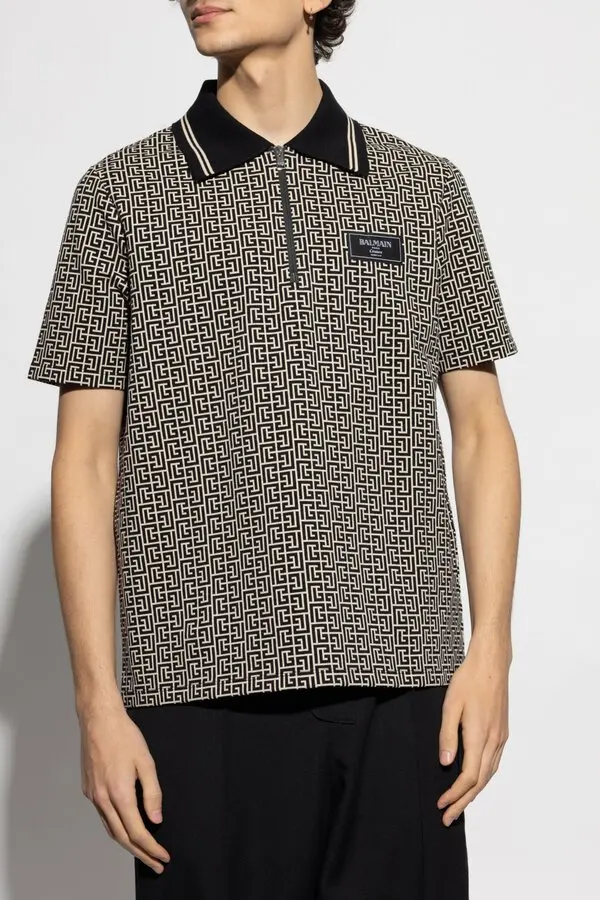 Balmain Polo With Monogram - Beige