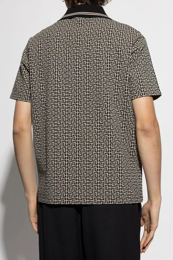 Balmain Polo With Monogram - Beige