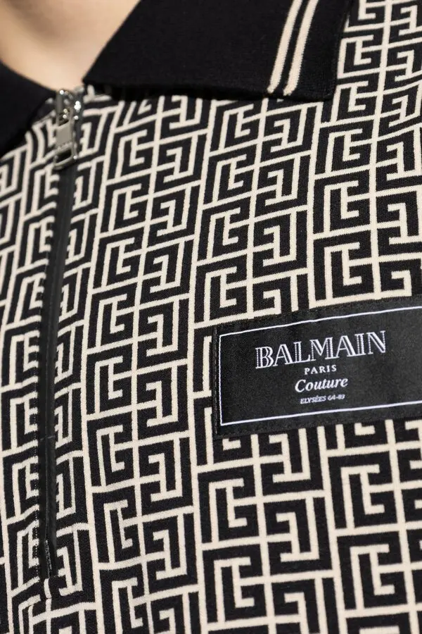 Balmain Polo With Monogram - Beige