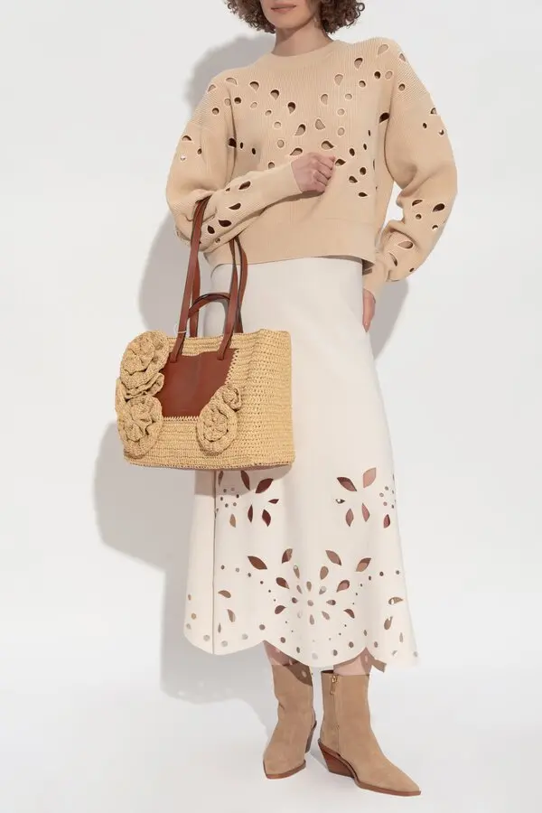 Ulla Johnson Vanessa Knit Sweater With Cutout Details - Beige