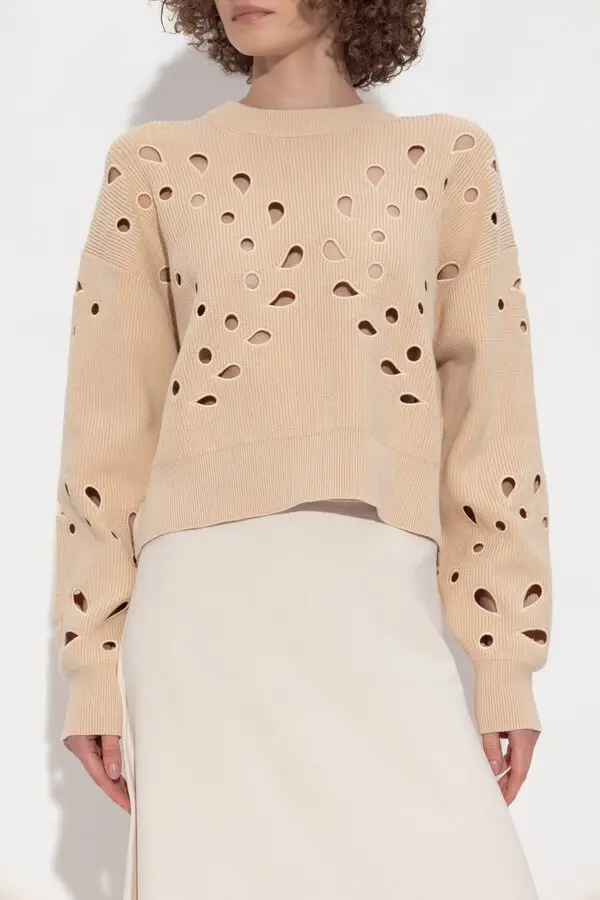 Ulla Johnson Vanessa Knit Sweater With Cutout Details - Beige