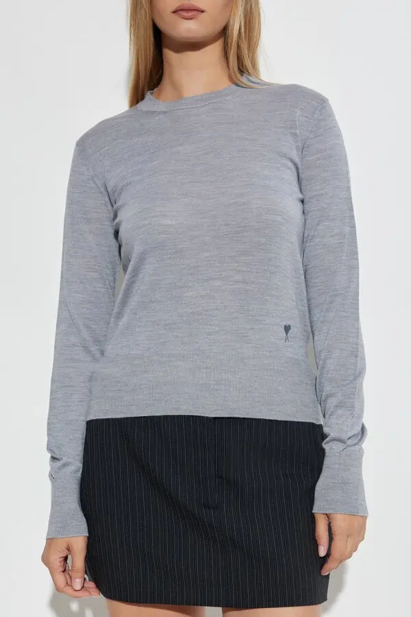 Ami Thin Wool Sweater - Grey
