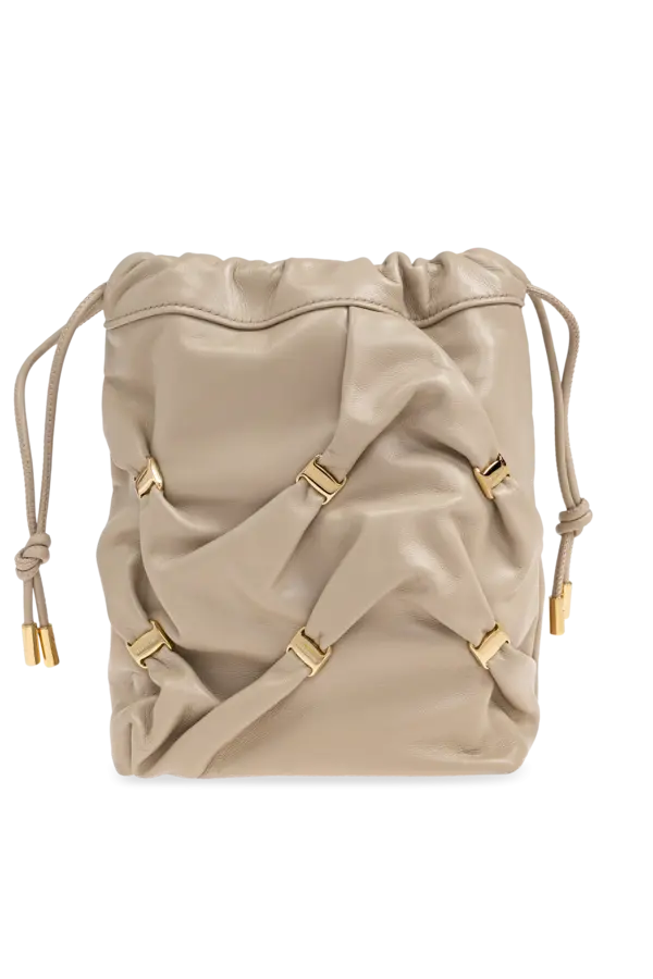 FERRAGAMO Leather Bucket Bag With Chain Strap - Grey