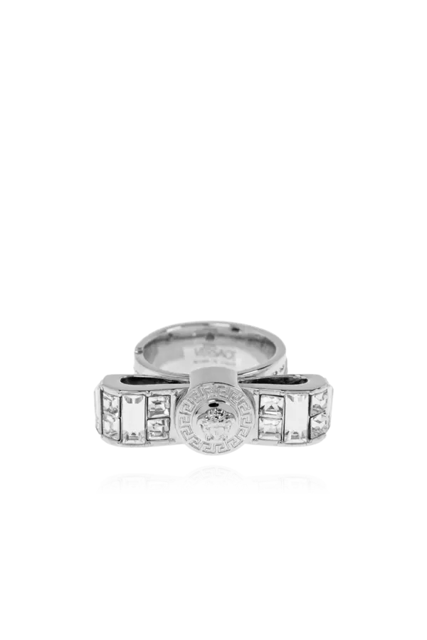 Versace Ring With Shimmering Crystals - Silver