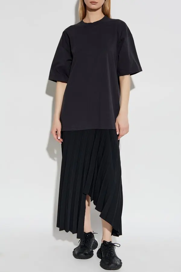 Balenciaga Pleated Asymmetrical Hem Dress
