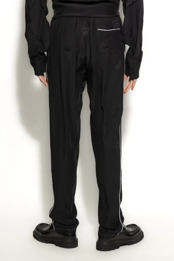 Dolce & Gabbana Silk Trousers With Crown Pattern