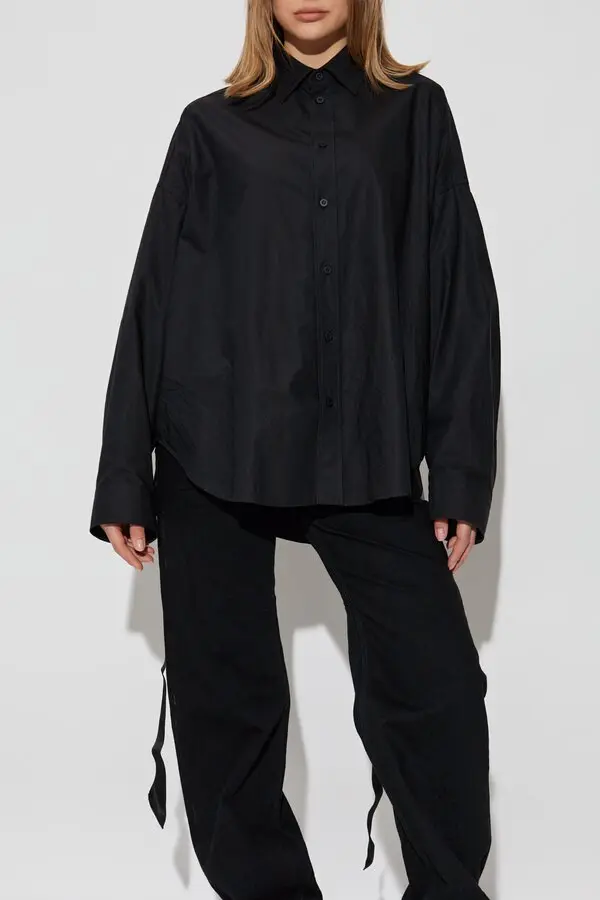 Balenciaga Oversized Cotton Shirt With Tie Detail