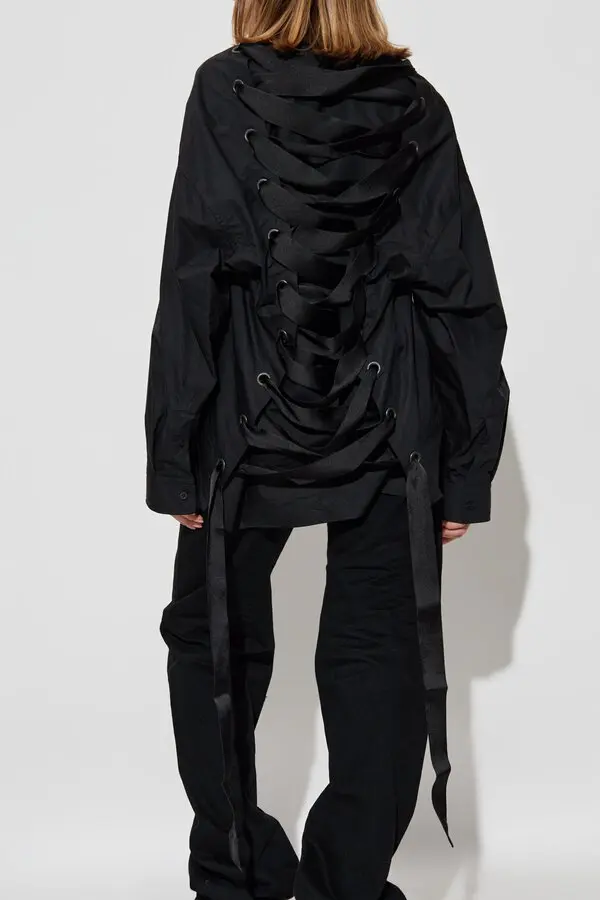 Balenciaga Oversized Cotton Shirt With Tie Detail