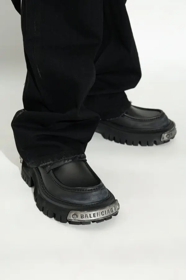 Balenciaga Tractor Leather Loafers - Black | Editorialist