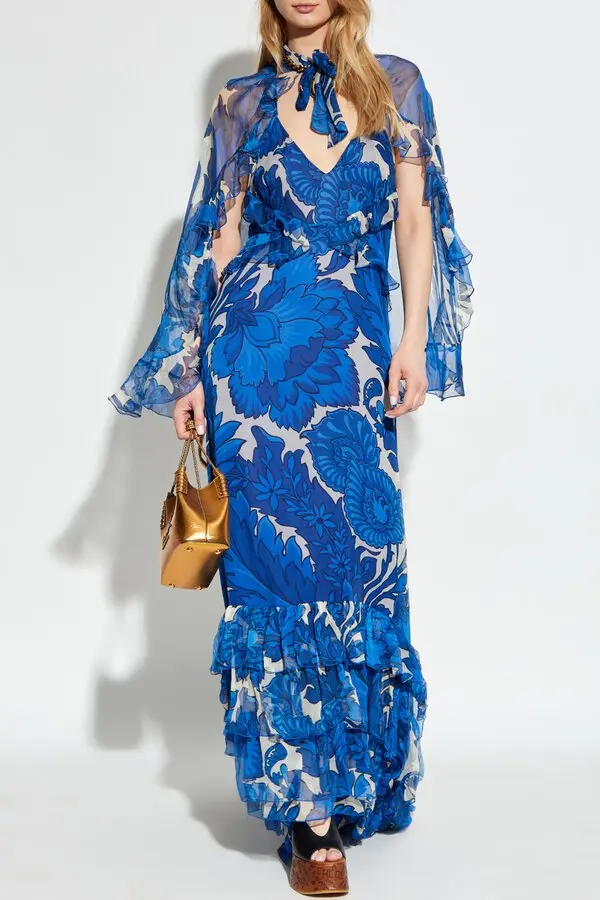 Etro Silk Dress With Ruffles - Blue