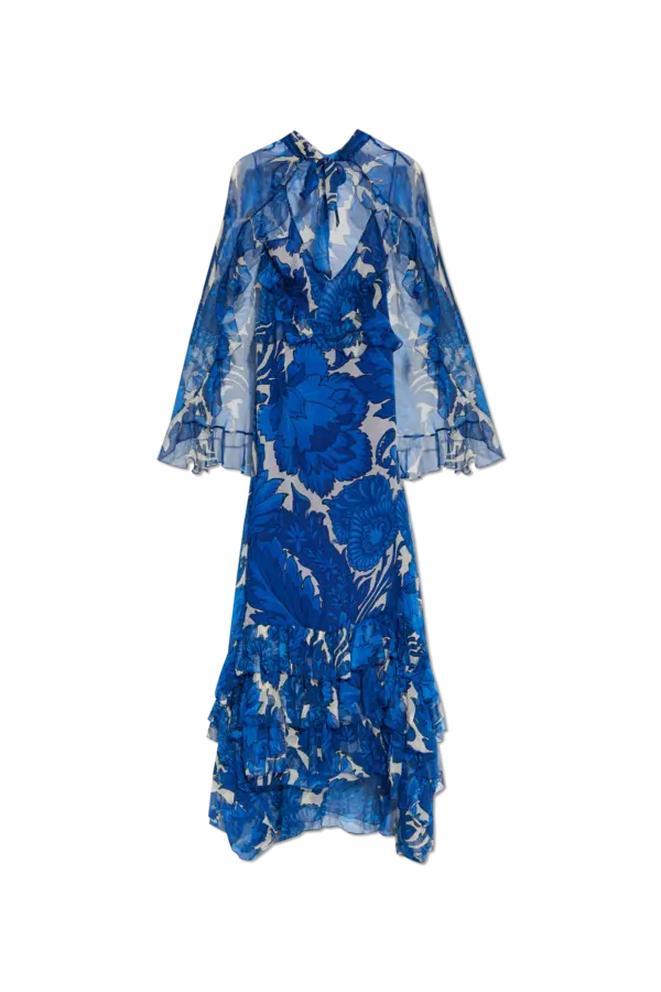 Etro Silk Dress With Ruffles - Blue