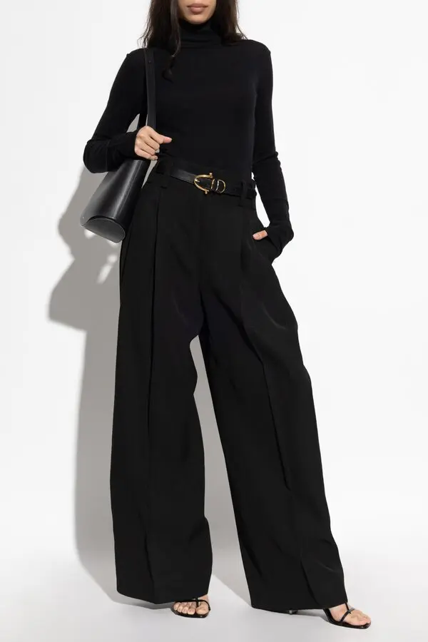 JIL SANDER Pleated Wide-leg Trousers - Black