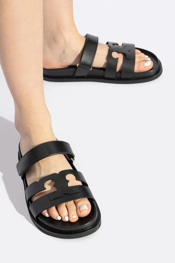 Tory Burch Leather Ines Slides - Black