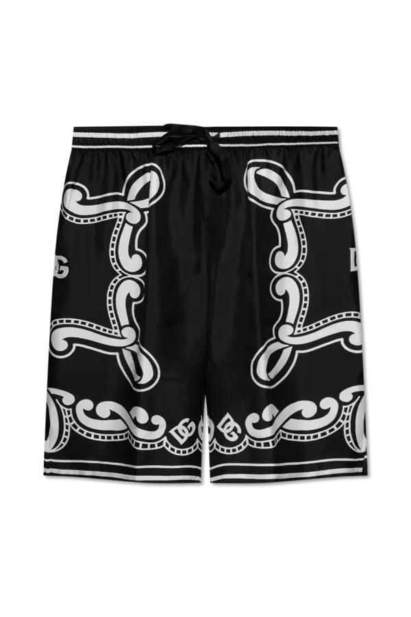 Dolce & Gabbana Silk Printed Shorts - Black