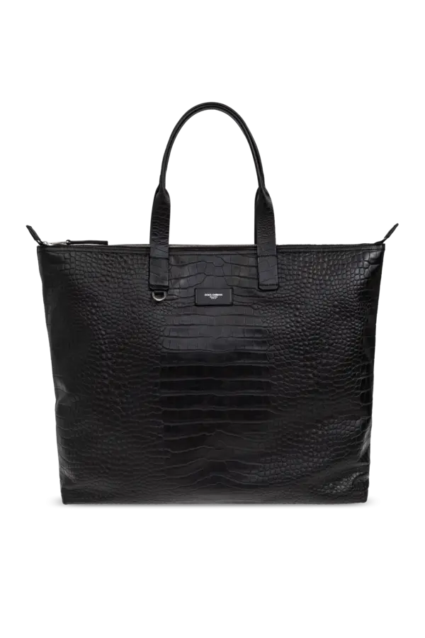 Dolce & Gabbana Crocodile-embossed Duffle Bag - Black