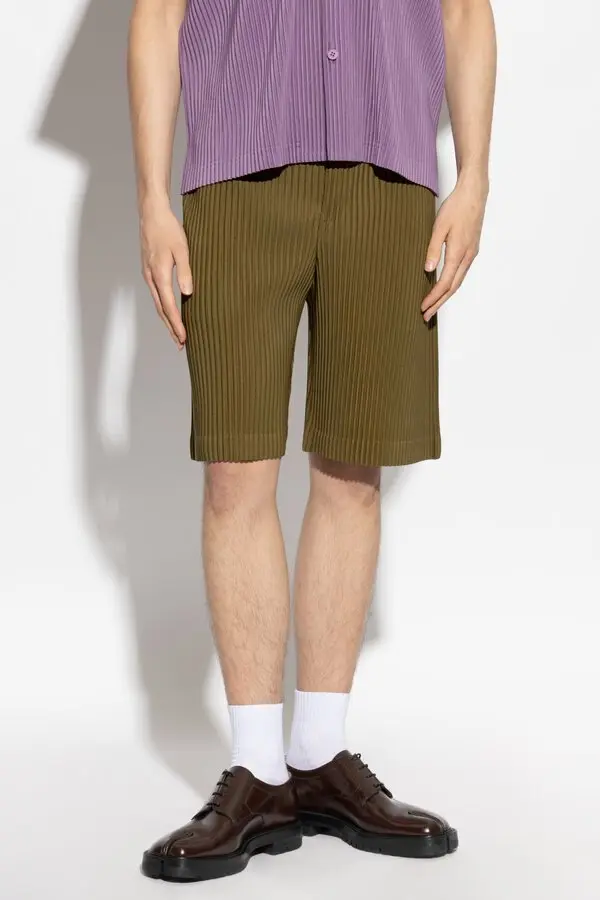 Issey Miyake Pleated Shorts - Green
