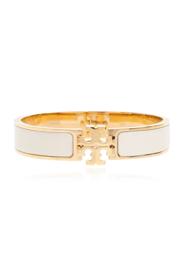 Tory Burch Logo Brass Bangle - Cream