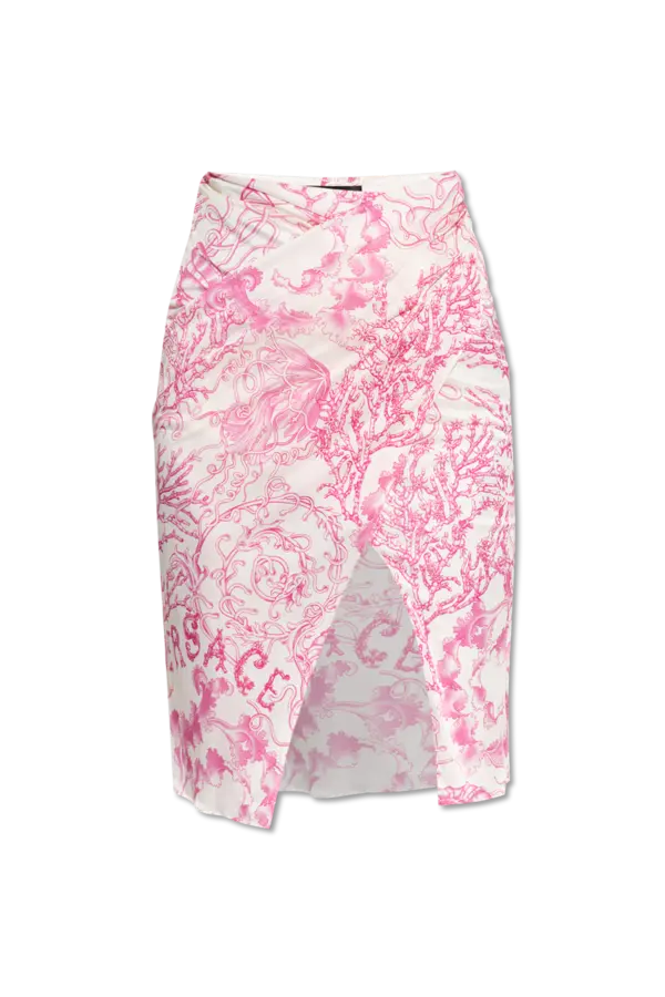 Versace Underwater Barocco Print Midi Skirt