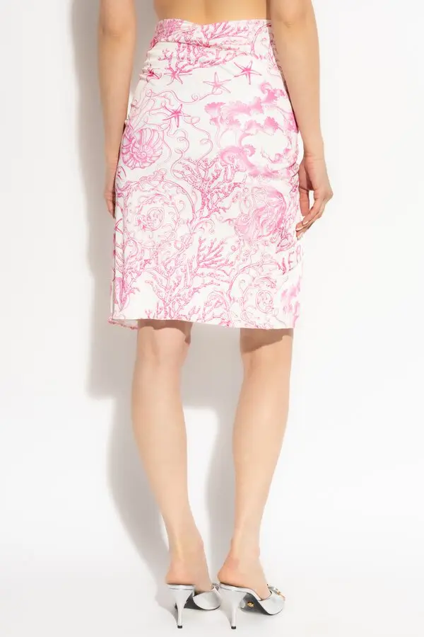 Versace Underwater Barocco Print Midi Skirt