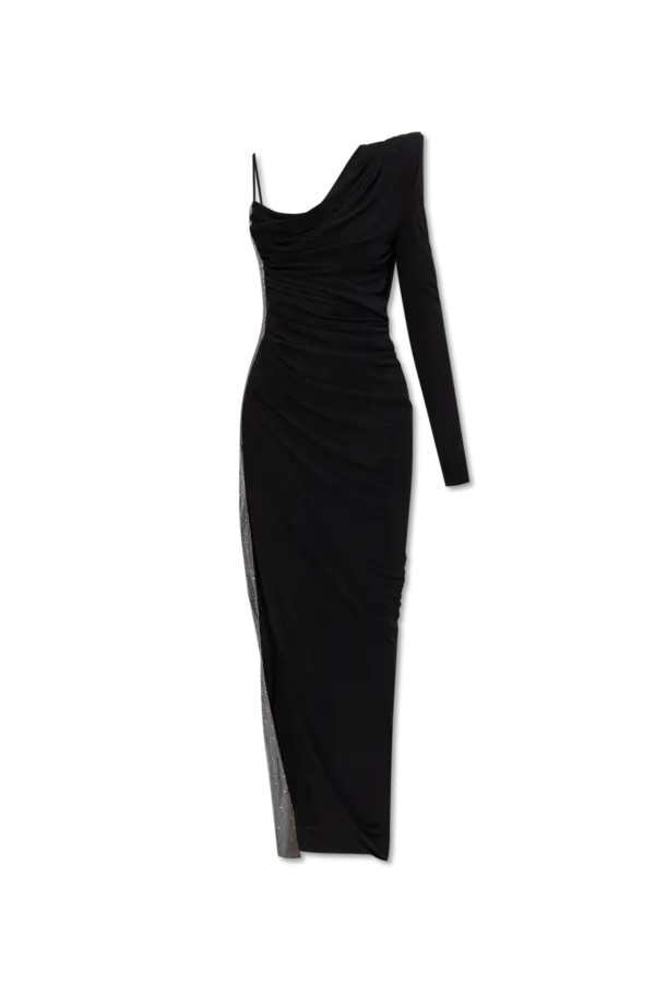 Balmain Asymmetrical Viscose Dress With Appliqu