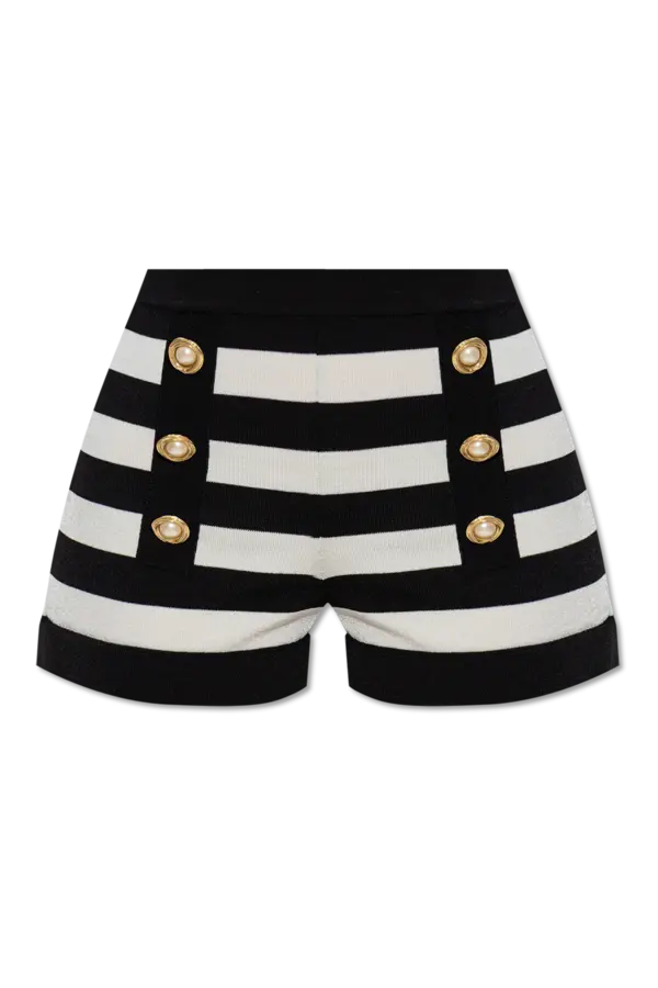 Balmain Striped High-waisted Shorts