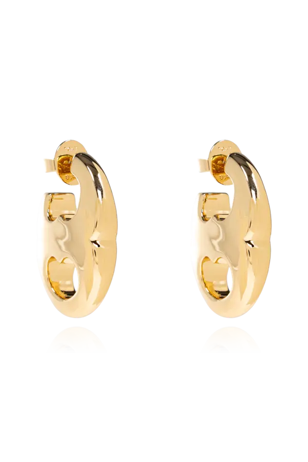 Tory Burch Engraved Logo Hoop Earrings - Gold