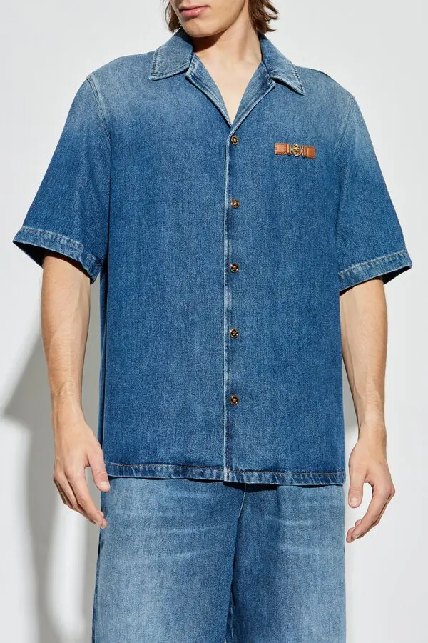 Versace Denim Shirt With Short Sleeves