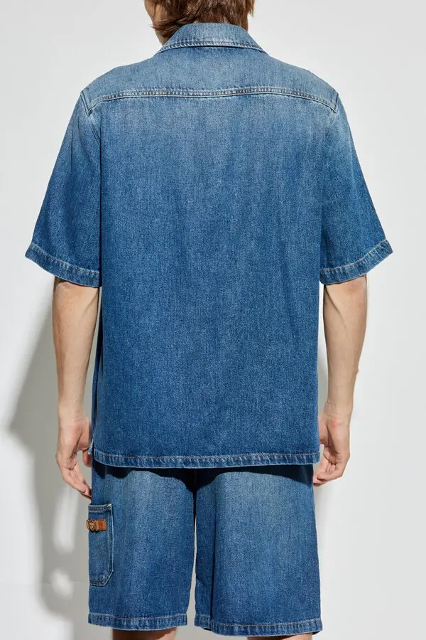 Versace Denim Shirt With Short Sleeves
