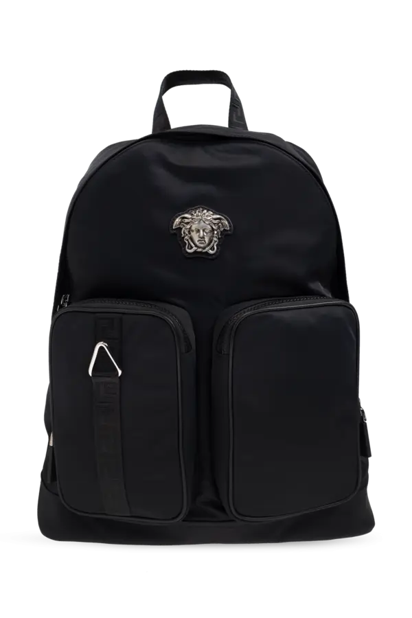 Versace Backpack With Medusa Head Applique - Black