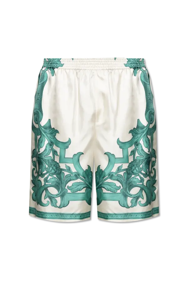 Versace Silk Baroque Pattern Shorts - Cream