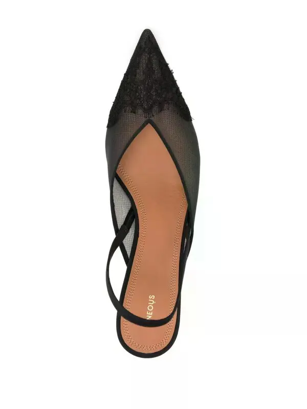 NEOUS 40mm Lace Slingback Pumps - Black