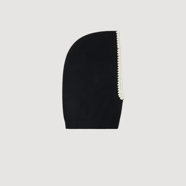 Sandro Ribbed Knit Balaclava - Black